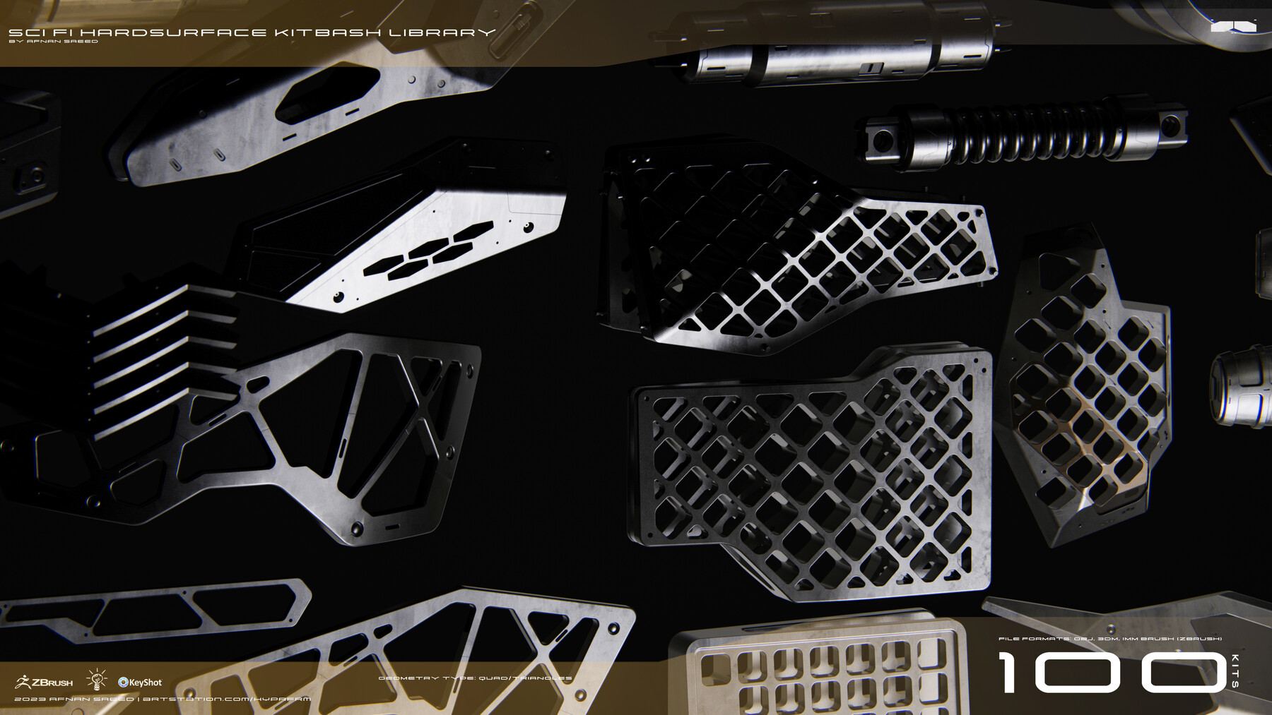 ArtStation - SCI-FI Hard Surface Kitbash Library for Mech Design - 100 ...