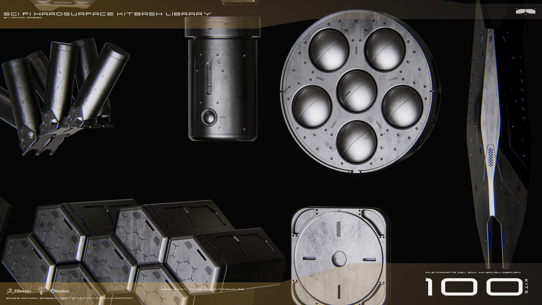 ArtStation - SCI-FI Hard Surface Kitbash Library for Mech Design - 100 ...