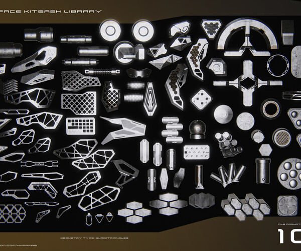 ArtStation - SCI-FI Hard Surface Kitbash Library for Mech Design - 100 ...
