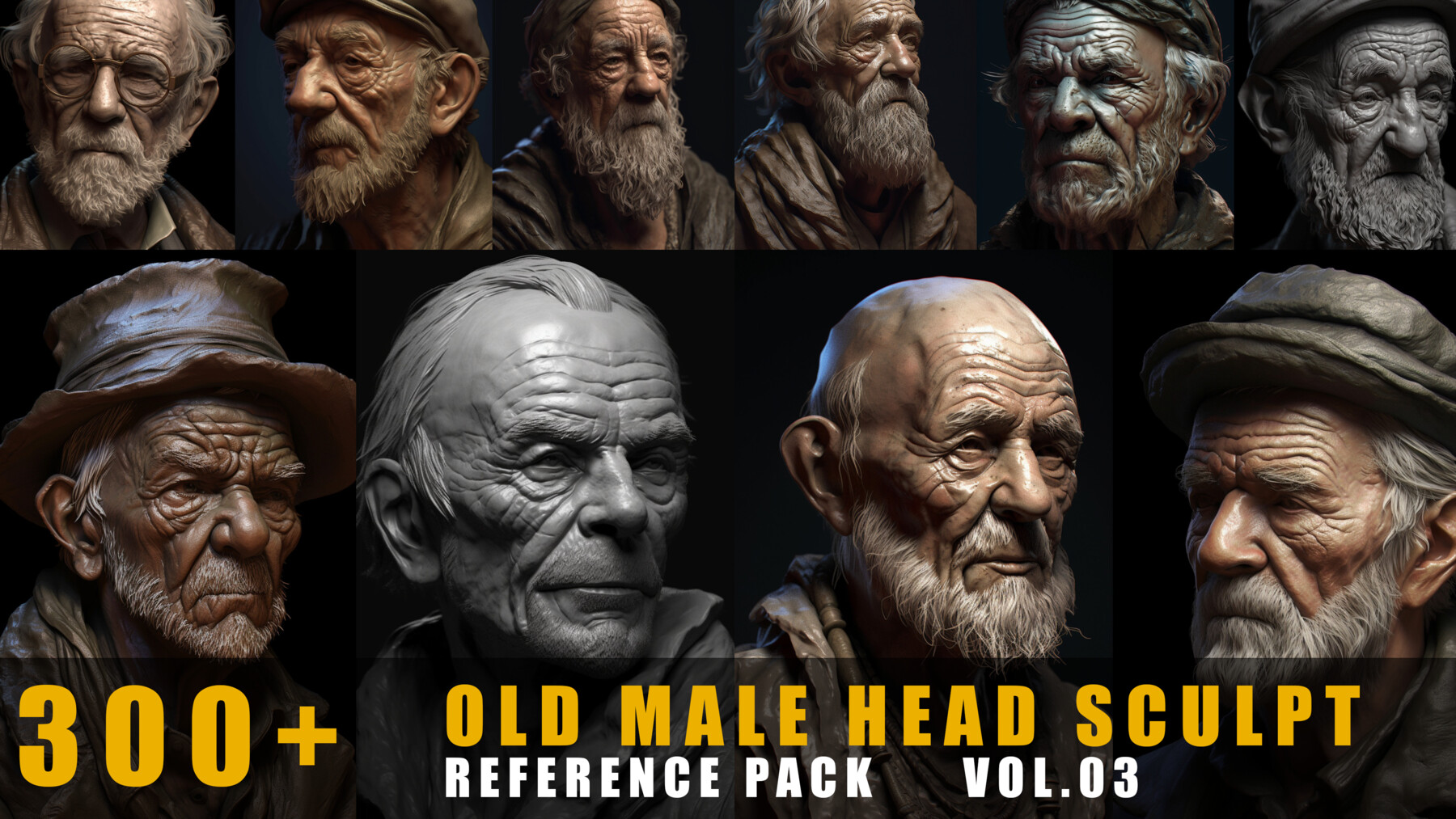 ArtStation - 300+ Old Male Head Sculpt - References Pack | Vol.03 ...