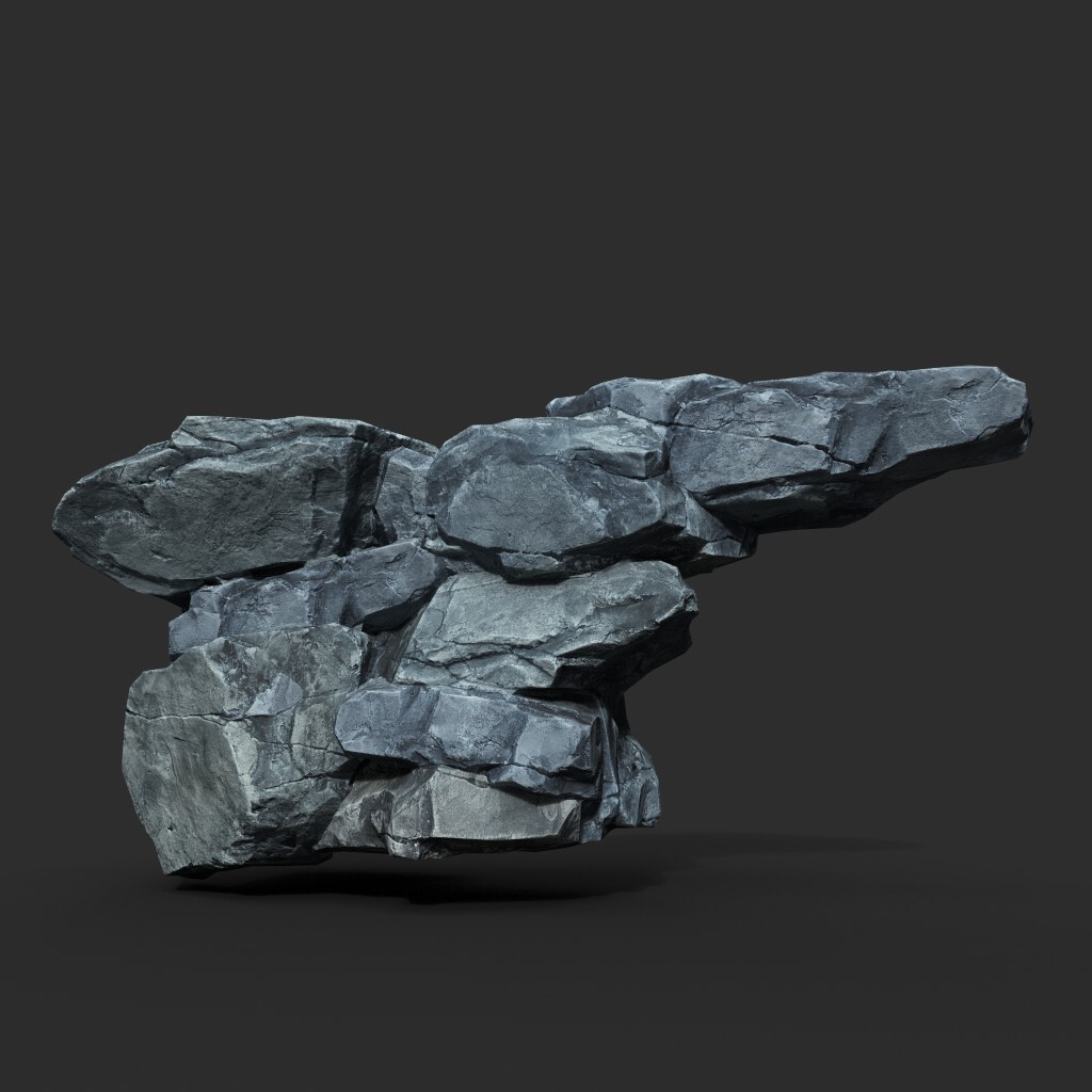 ArtStation - Low Poly Gray Rock 230322 - Ultra HD 16K Texture | Game Assets