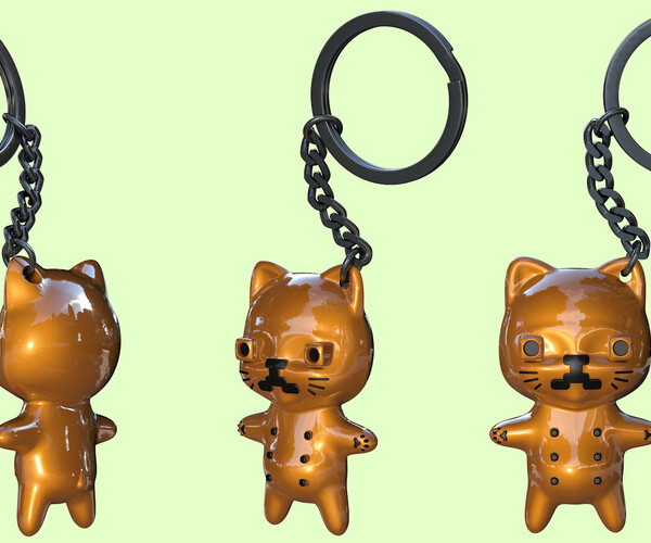 ArtStation - Cat Mascot, Keychain, Keyring STL file for 3D print ...