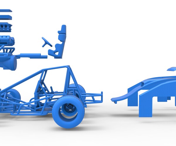 ArtStation - 3D printable Diecast Sprint car Scale 1:25 | Resources