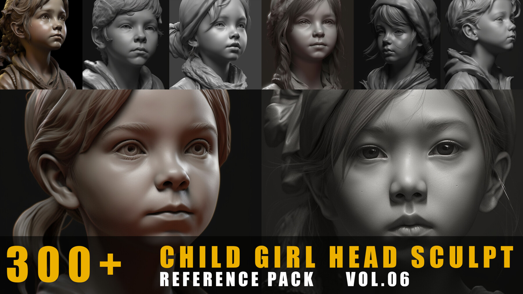 ArtStation - 300+ Child Girl Head Sculpt - References Packs Vol.06 | Artworks