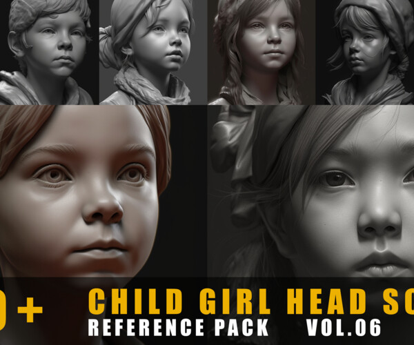 ArtStation - 300+ Child Girl Head Sculpt - References Packs Vol.06 ...