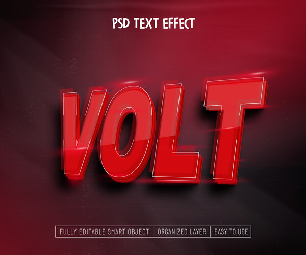ArtStation - Volt PSD fully editable text effect. Layer style PSD mockup template. | Artworks