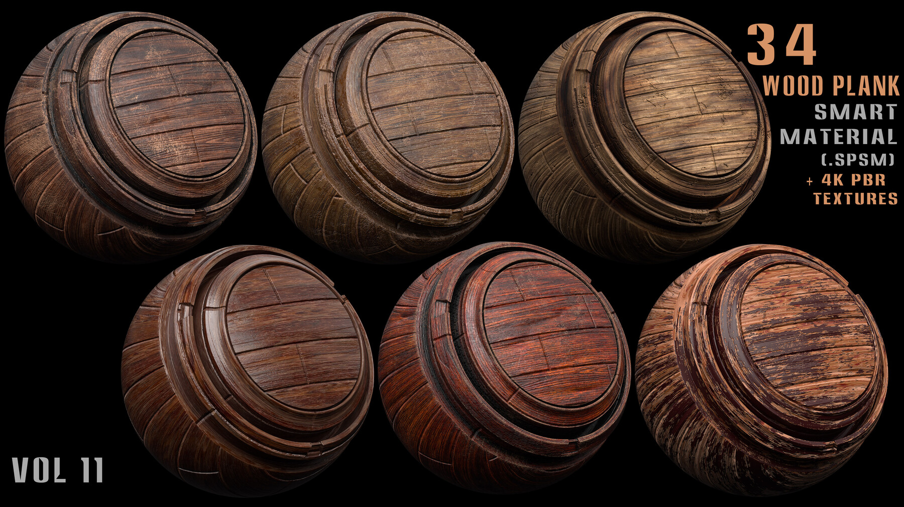 ArtStation - 34 Wood plank smart material + 4k PBR textures - Vol 11 ...