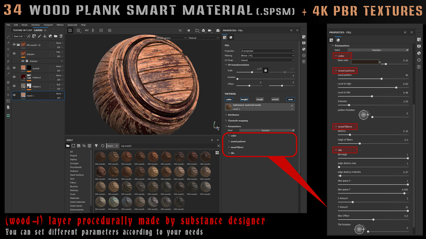 ArtStation - 34 Wood plank smart material + 4k PBR textures - Vol 11 ...