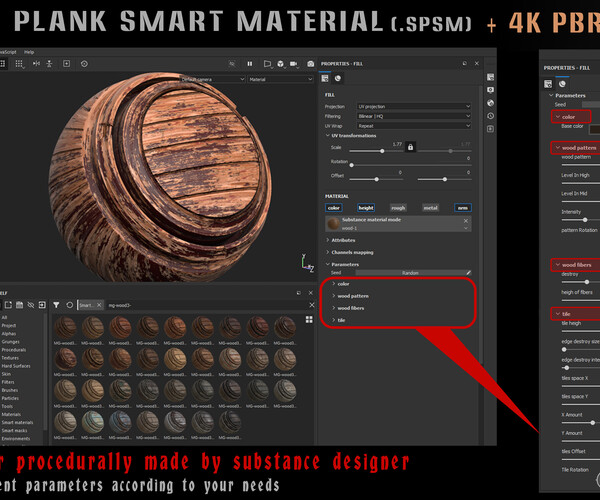 ArtStation - 34 Wood plank smart material + 4k PBR textures - Vol 11 | Game Assets
