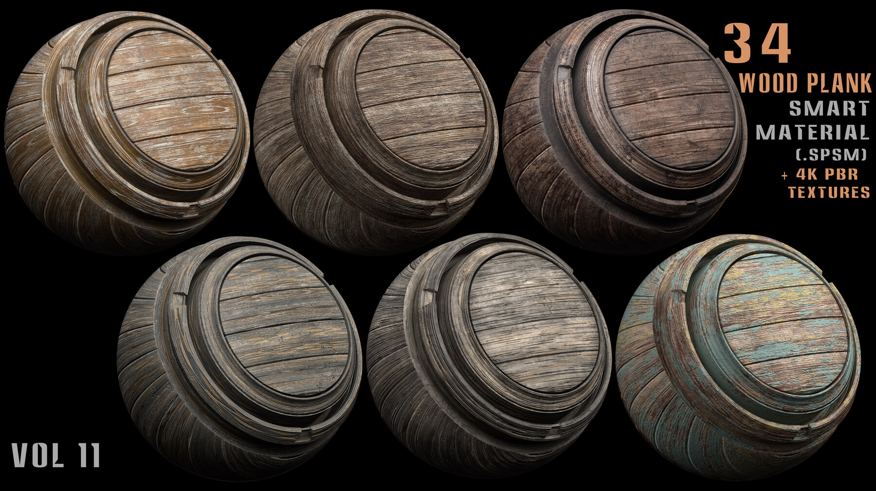 ArtStation - 34 Wood plank smart material + 4k PBR textures - Vol 11 ...