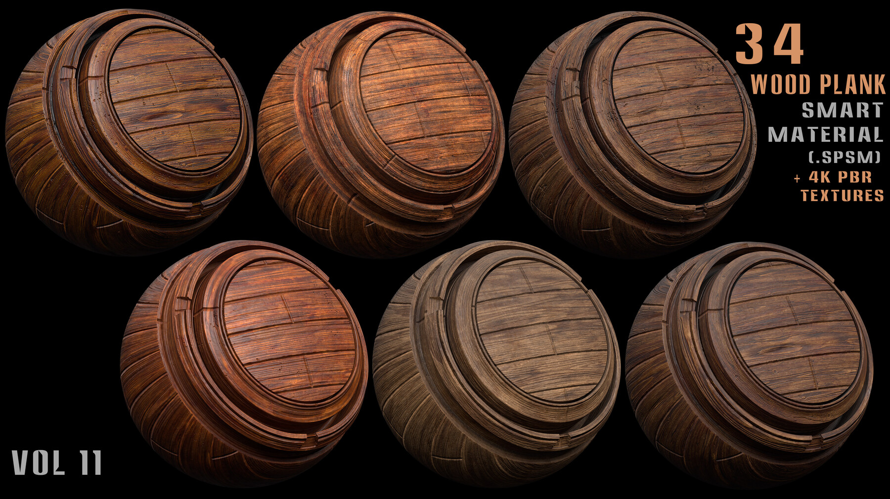 ArtStation - 34 Wood plank smart material + 4k PBR textures - Vol 11 ...