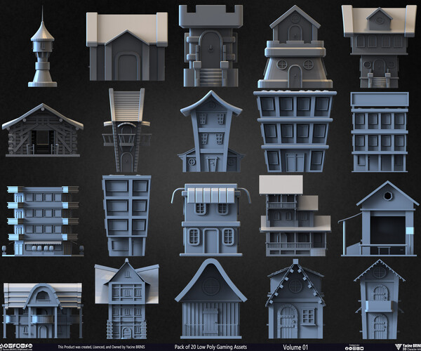 ArtStation - Pack of 20 Low Poly Gaming Assets Vol 01 | Game Assets