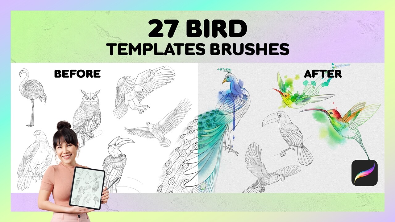 ArtStation - Bird Procreate Brush | 27 Bird Brushes for Procreate | Brushes
