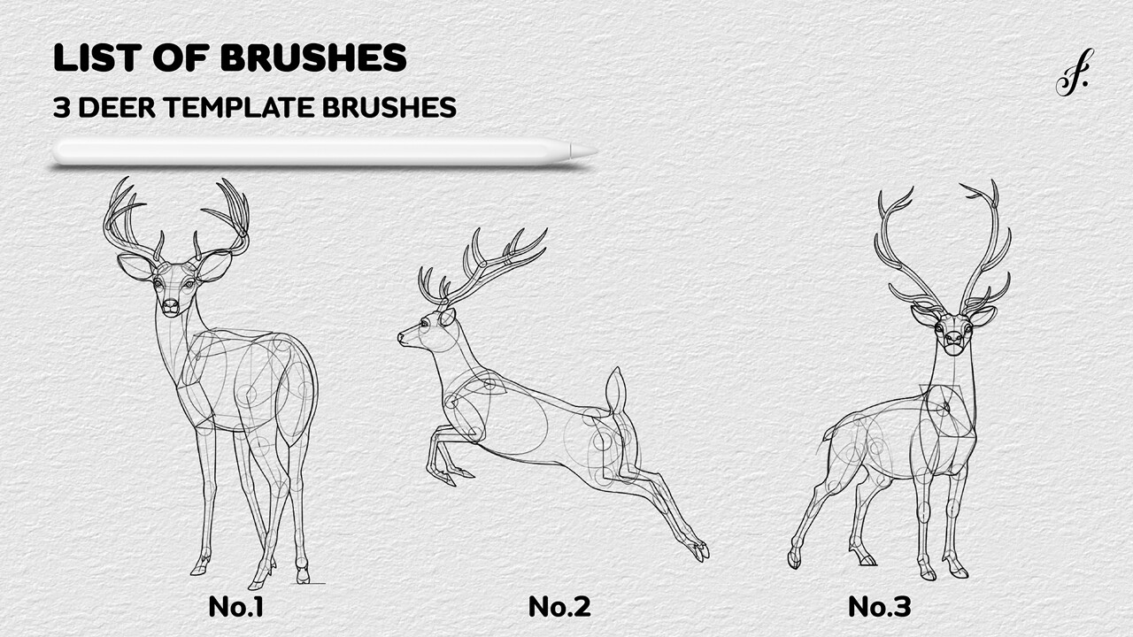 ArtStation - Procreate Deer Stamp | 3 Template Procreate Brushes | Brushes