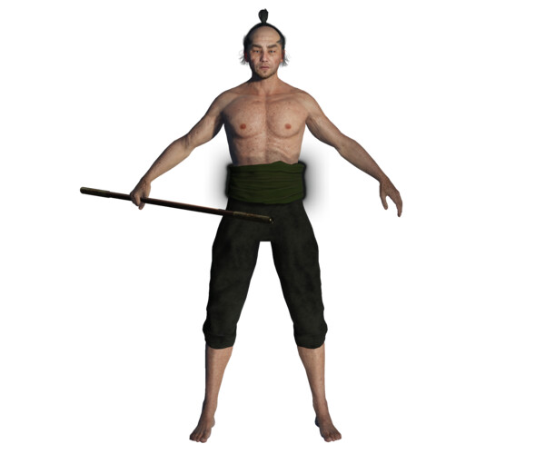 ArtStation - 3D REALISTIC MALE CHARACTER - OLD JAPANESE KNIGHT 01 ...