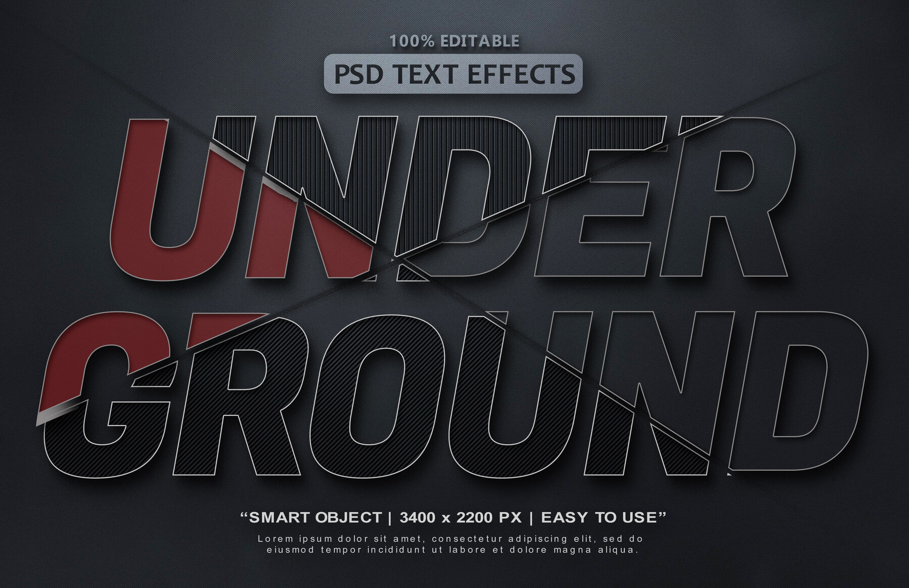 ArtStation - Under Ground PSD fully editable text effect. Layer style ...