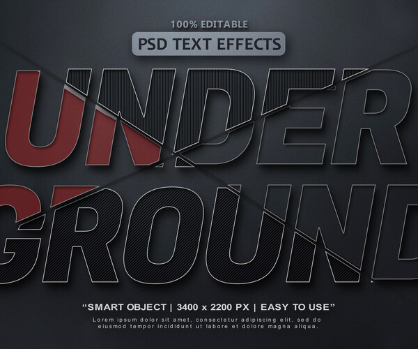 ArtStation - Under Ground PSD fully editable text effect. Layer style ...
