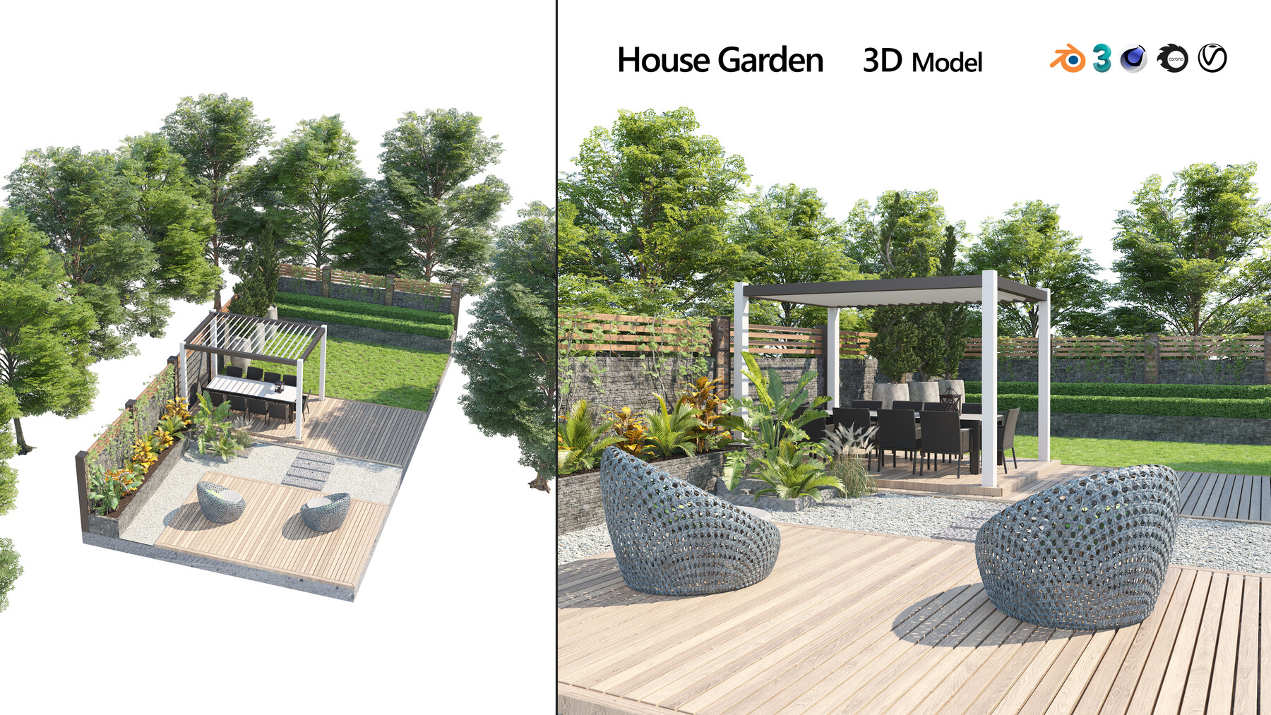 ArtStation - House garden landscape 3d model | Resources