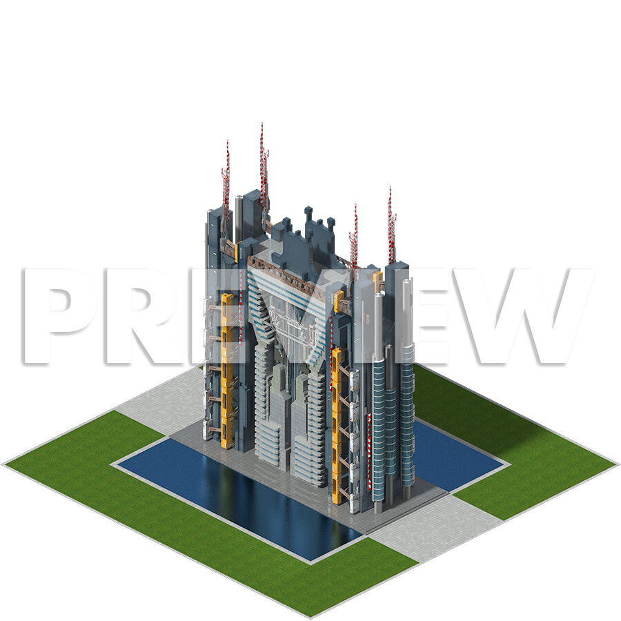 ArtStation - Architecture (Tile#0049, 2x2) – Dimetric Projection ...