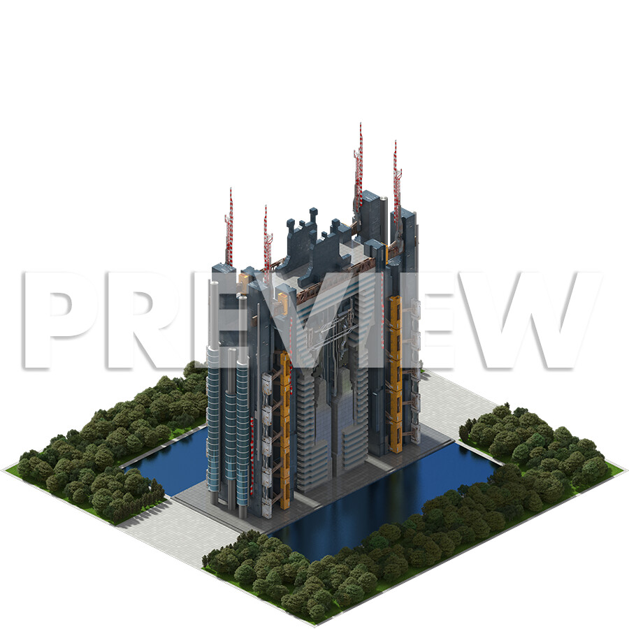 ArtStation - Architecture (Tile#0049, 2x2) – Dimetric Projection ...