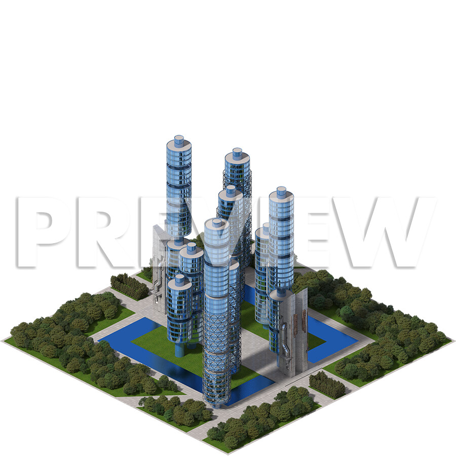 ArtStation - Architecture (Tile#0054, 2x2) – Dimetric Projection ...