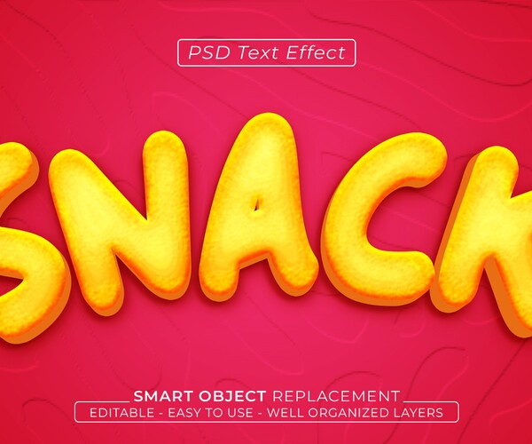 ArtStation - 3D Snack. PSD fully editable text effect. Layer style PSD ...