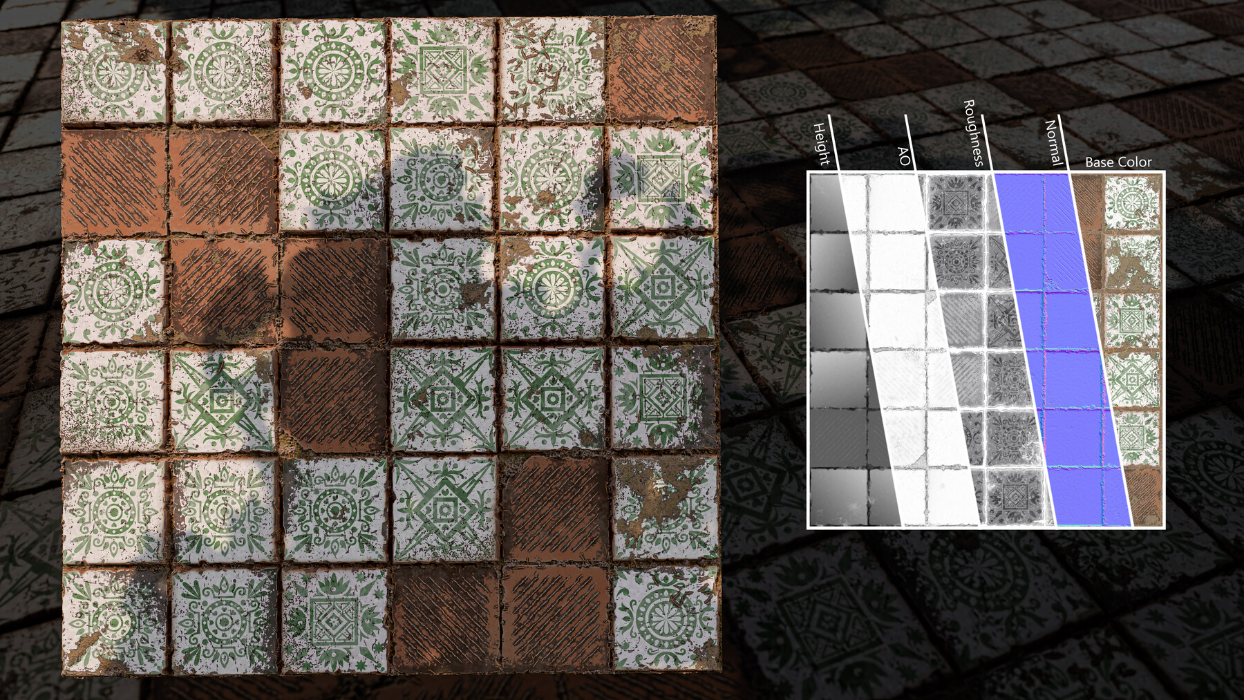 ArtStation - PBR - OLD CERAMIC TILES - 4K MATERIAL | Game Assets