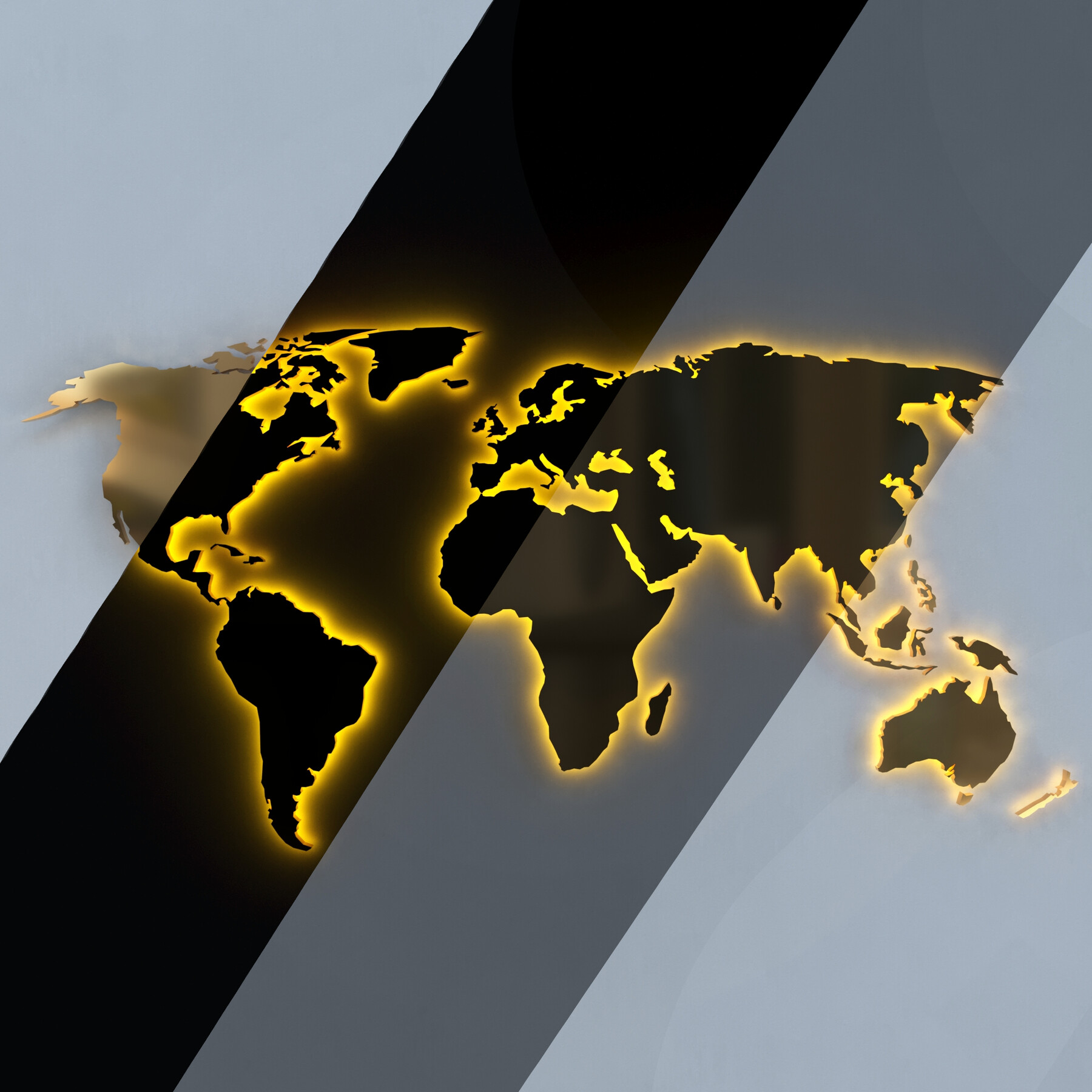 ArtStation - 3D model of world map wall decoration with light | Resources