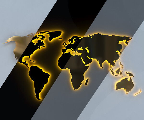 ArtStation - 3D model of world map wall decoration with light | Resources