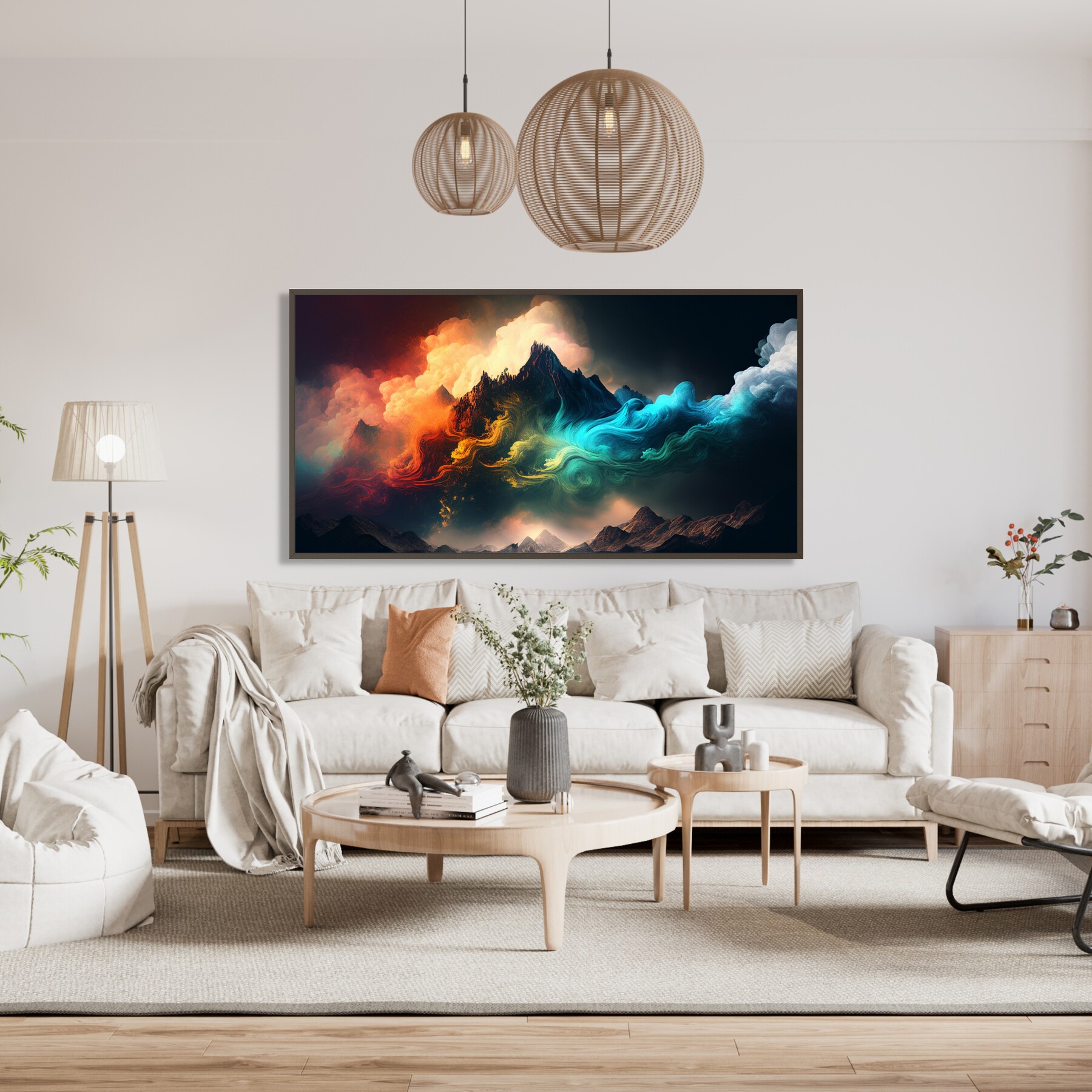 ArtStation - Wall Art Mountain, Home Decor Art, Misty Mountain Abstract ...