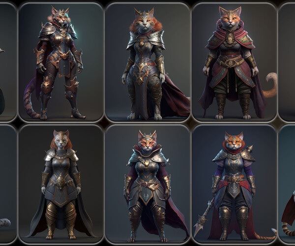 ArtStation - 220 Catfolk Reference Pack | 4K | v.8 | Artworks