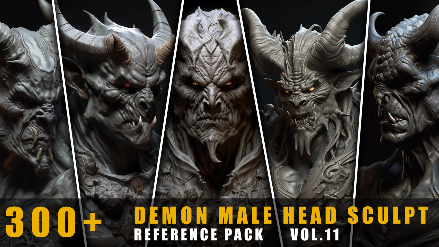 WaterLaw's Studio - 300+ Demon Male Head Sculpt - References Pack Vol.11