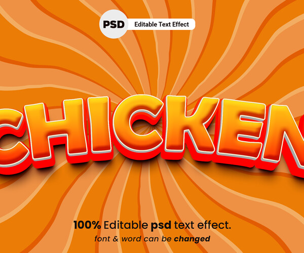 ArtStation - 3D Chicken. PSD fully editable text effect. Layer style ...