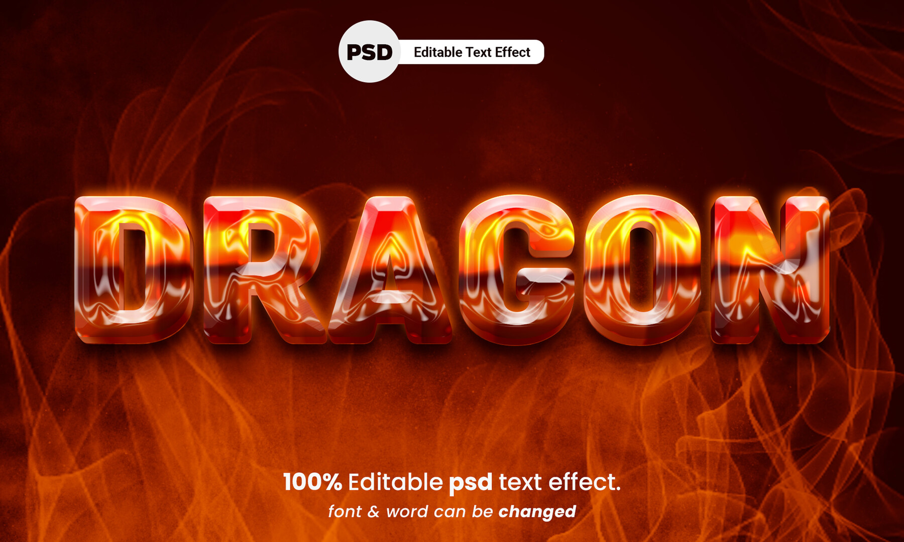 ArtStation - 3D Dragon. PSD fully editable text effect. Layer style PSD ...