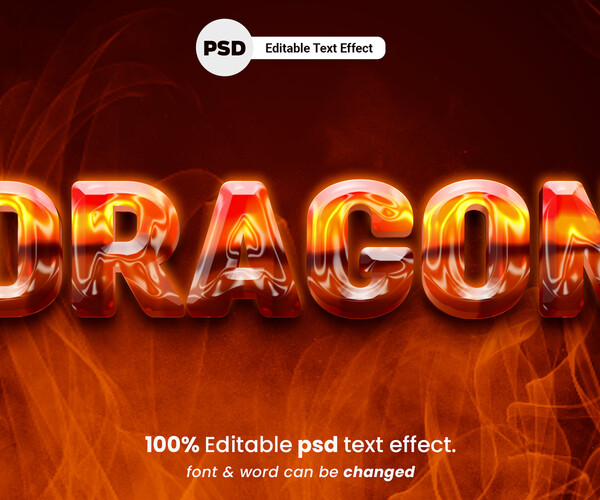 ArtStation - 3D Dragon. PSD fully editable text effect. Layer style PSD ...