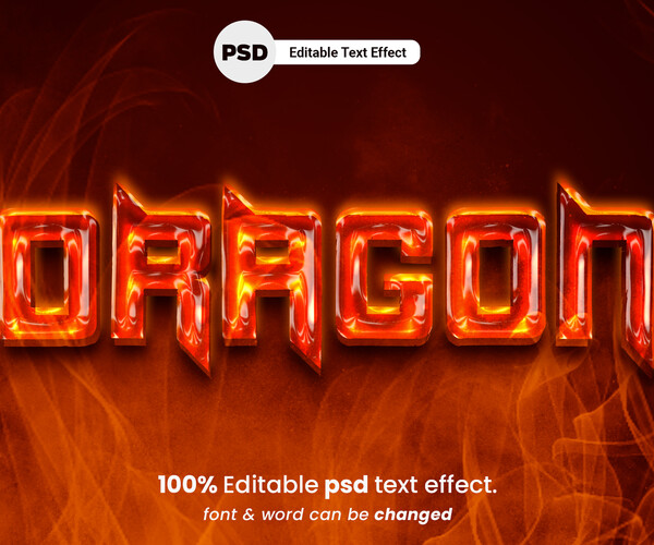 ArtStation - 3D Dragon. PSD fully editable text effect. Layer style PSD ...