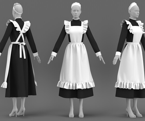 ArtStation - Maid Dress + 4 Headpieces | Resources