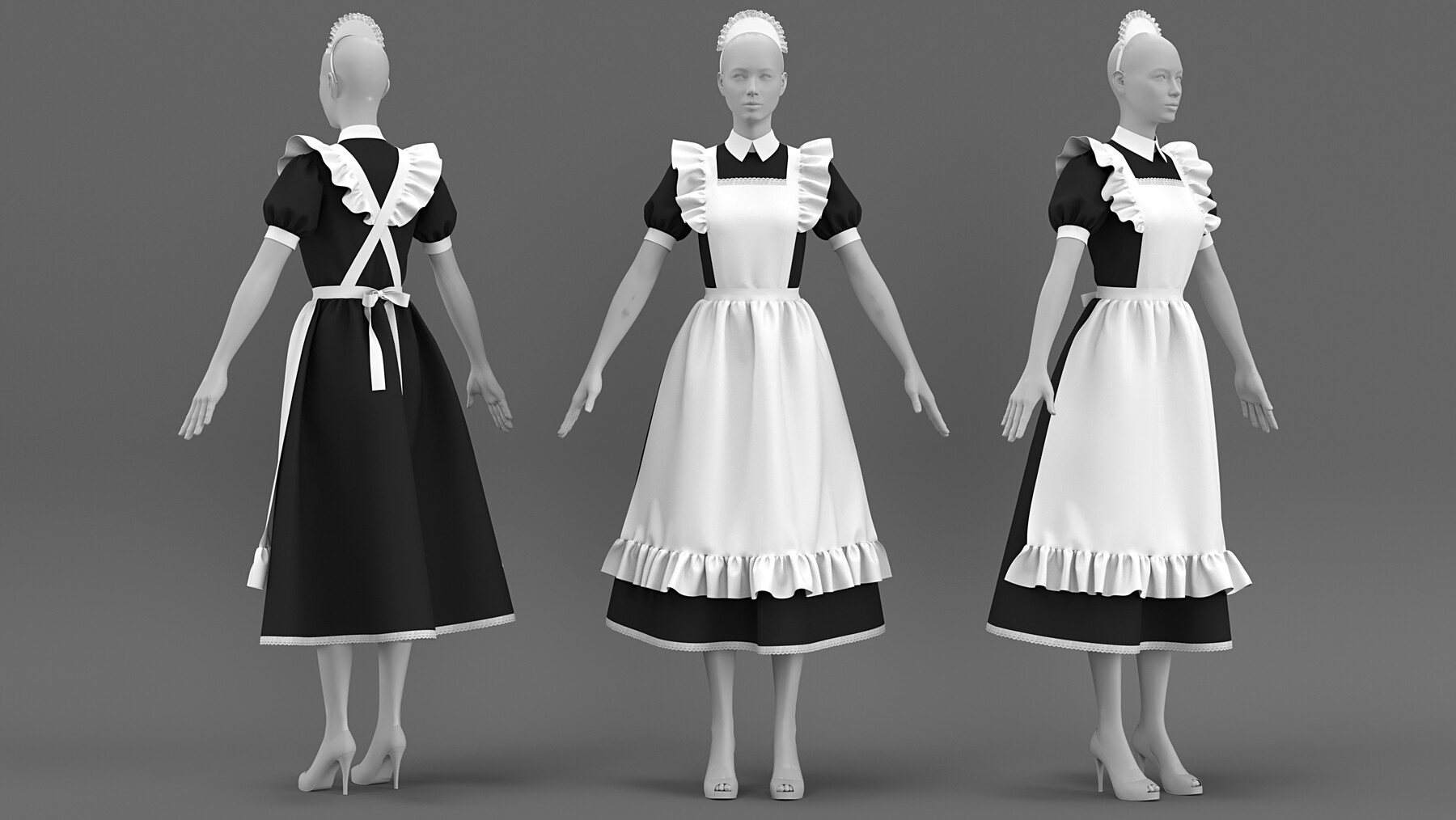 ArtStation - Maid Dress + 4 Headpieces | Resources