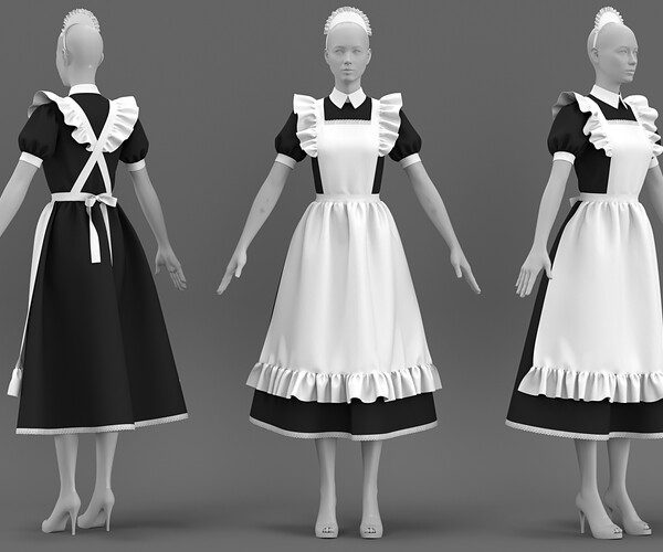 ArtStation - Maid Dress + 4 Headpieces | Resources