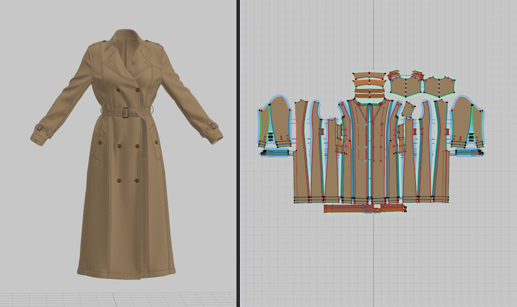 ArtStation - Women's Trench Coats. Marvelous Designer/Clo3d project+OBJ ...