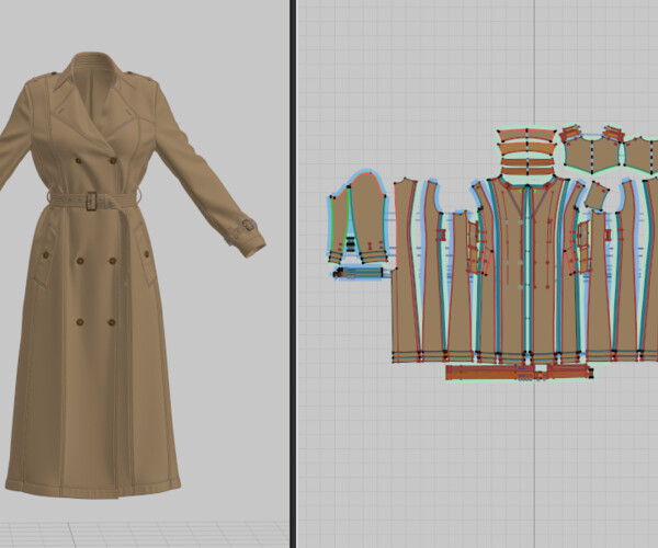 ArtStation - Women's Trench Coats. Marvelous Designer/Clo3d project+OBJ ...