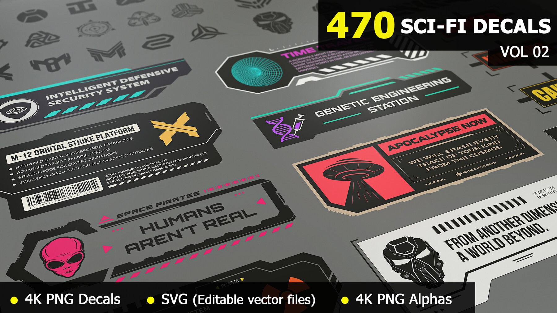 ArtStation - 470 Sci-Fi Decals-Vol 02 | Game Assets