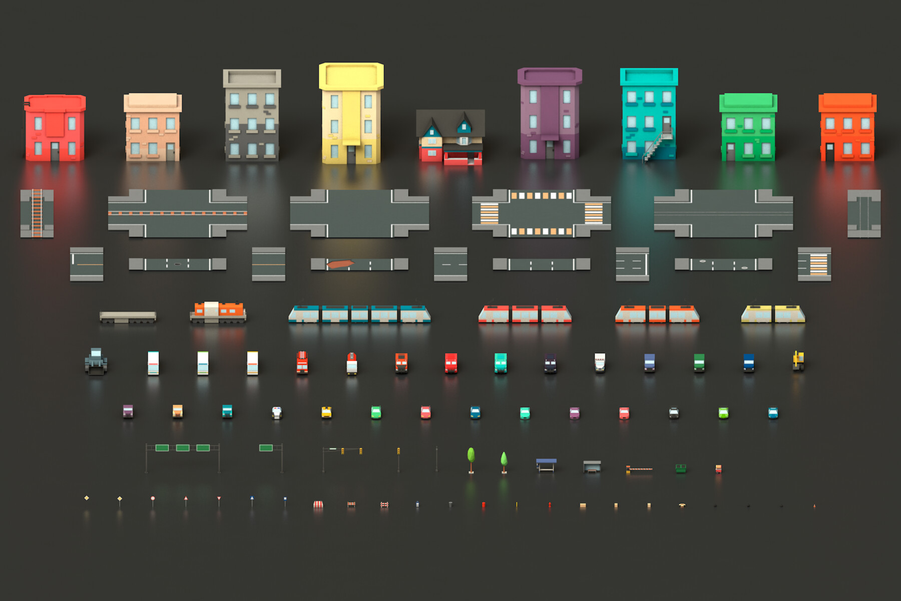 ArtStation - Free Big Low Poly Simple Urban City 3D Asset Pack | Game ...