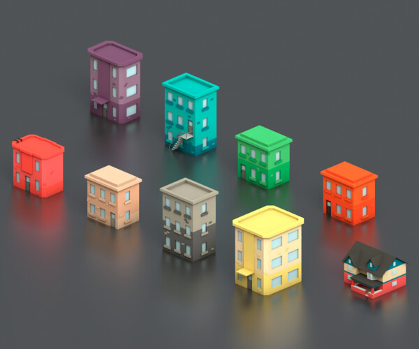 ArtStation - Free Big Low Poly Simple Urban City 3D Asset Pack | Game ...