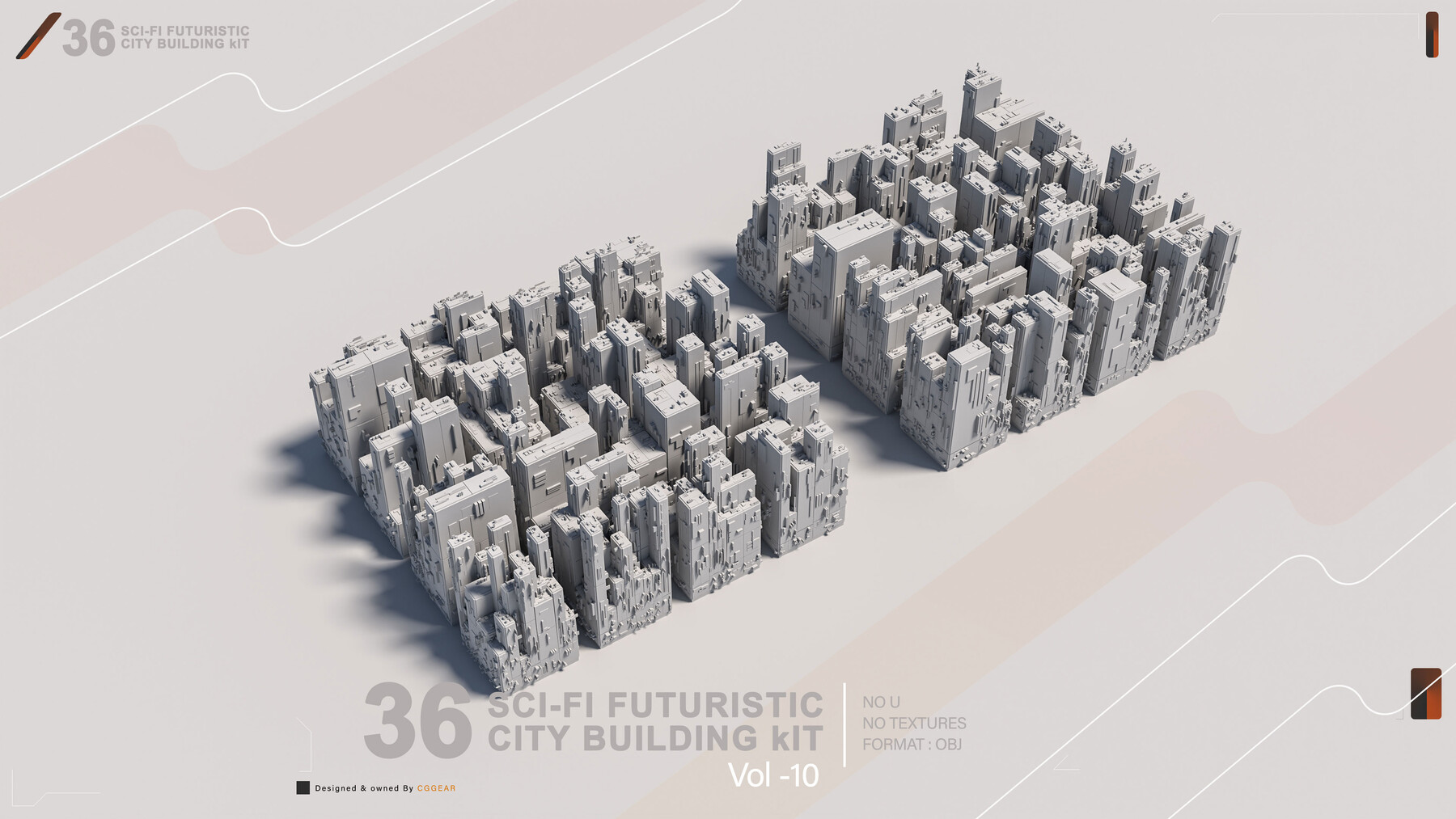 ArtStation - 36 SCI-FI BUILDINGS CITY KIT vol 10 | Game Assets