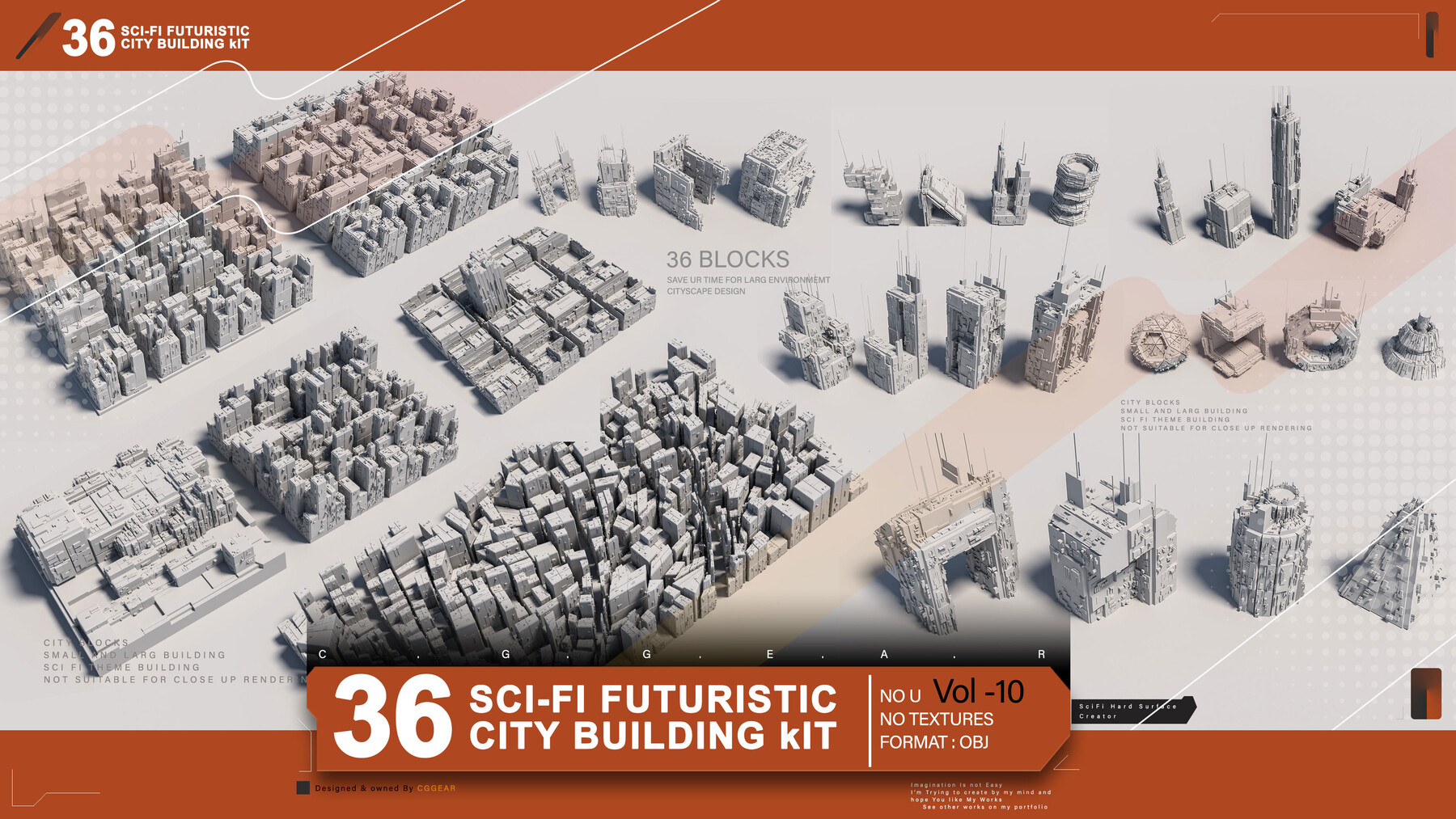ArtStation - 36 SCI-FI BUILDINGS CITY KIT vol 10 | Game Assets