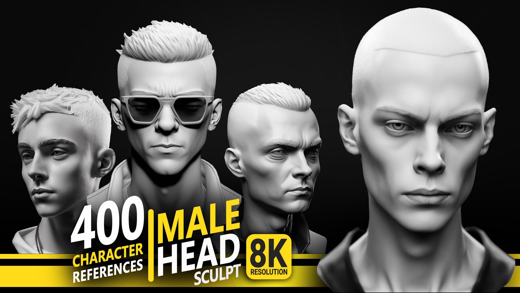 ArtStation - 400 Male Head Sculpt - VOL 02 - Character References | 8K ...