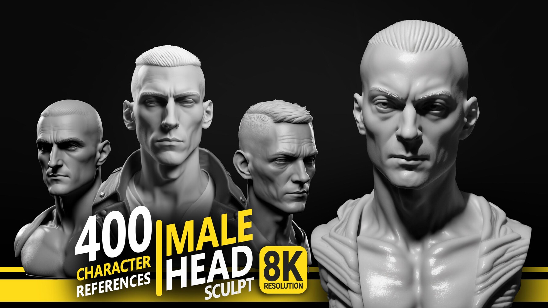 ArtStation - 400 Male Head Sculpt - VOL 02 - Character References | 8K ...