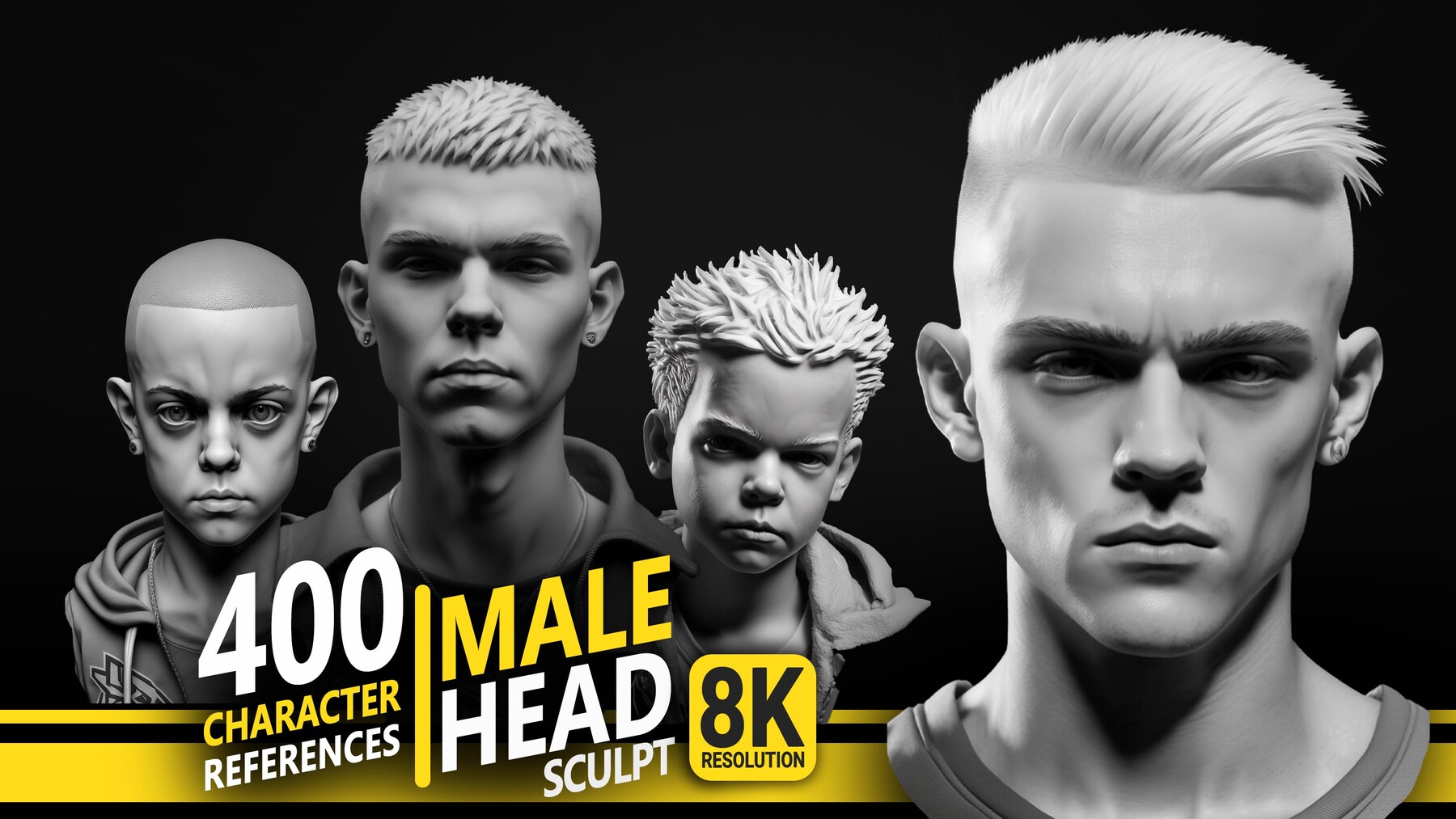 ArtStation - 400 Male Head Sculpt - VOL 02 - Character References | 8K ...