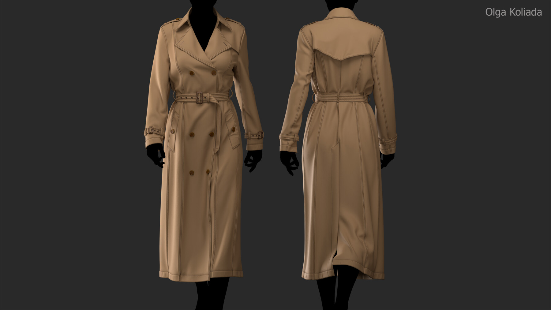 ArtStation - Women's Trench Coats. Marvelous Designer/Clo3d project+OBJ ...